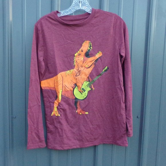 Cat & Jack | Shirts & Tops | Cat Jack Maroon Trex Playing Electric ...